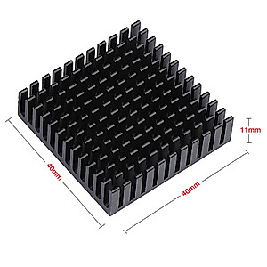 ESUMIC 20PCS 40mm x 40mm x 11mm Black Aluminum Heatsink Cooling Fin for Cooling MOSFET VRam Regulators VRM Stepper Driver