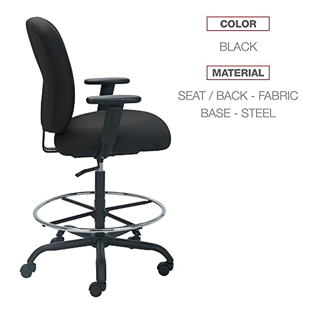 Alera ALEMT4610 Alera Mota Series Big And Tall Stool, Black