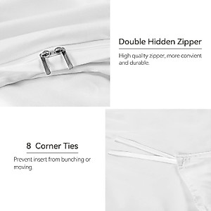 JELLYMONI Cream White Duvet Cover Set, Bamboo Viscose Duvet Cover, Luxuriously Soft & Cooling, 3 Piece Set - 1 King Hidden Zipper Duvet Cover with 8 Corner Ties, 2 Pillowcases