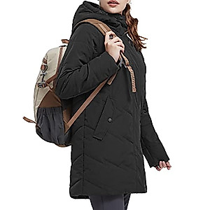 CAMEL CROWN Women's Winter Jacket Hooded Warm Quilted Insulated Puffer Jacket Long Cotton Parka Coat