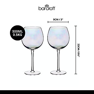 Barcraft Balloon Gin Glasses, Rainbow-Pearl Iridescent, 500 ml, Set of 2, Gift Boxed, 2 Set