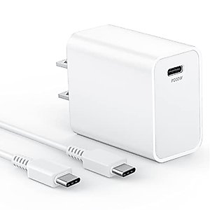 30W USB C Fast Charger, USB-C Power Adapter PD 3.0 GaN Charger for iPad Pro 12.9, 11 inch 2021/2020/2018, New Mini 6, Air 5th/4th, MacBook Air 13 12 inch, Google Pixel 6, 6ft USB C to C Cable(White)