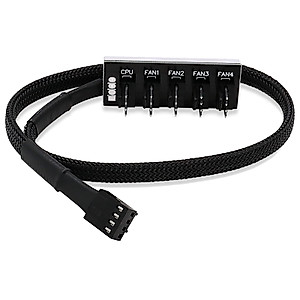Fancasee PWM PC Fan Hub Power Supply Cable 1 to 5 Way Splitter PC Motherboard Case Fan Power Extension Cable Cord Hub for ATX Computer Case 4-Pin and 3-Pin Cooling Fans