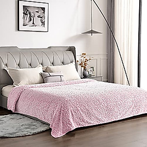 Pleasant Boulevard | Leopard Throw Blanket Fleece, Premium Lightweight Cozy Warm Plush Microfiber Bedspread for Couch Sofa and Bed (Pink, Throw (50 x 60 inches))