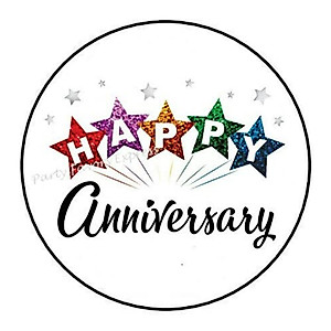 1.5" Inch Happy Anniversary Stickers - Happy Anniversary Sticker - Anniversary Sticker Envelope Seals Labels - #AA61RK (180 Pcs)