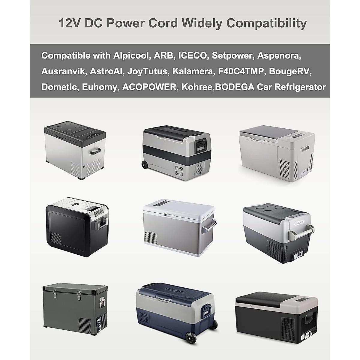 FGIEU Refrigerator Power Cord Adapter Compatible with Alpicool, ARB, ICECO, Setpower, Aspenora, Ausranvik, AstroAI, JoyTutus, Kalamera, F40C4TMP Portable replacemnt Fridge Freezer Power Cord.