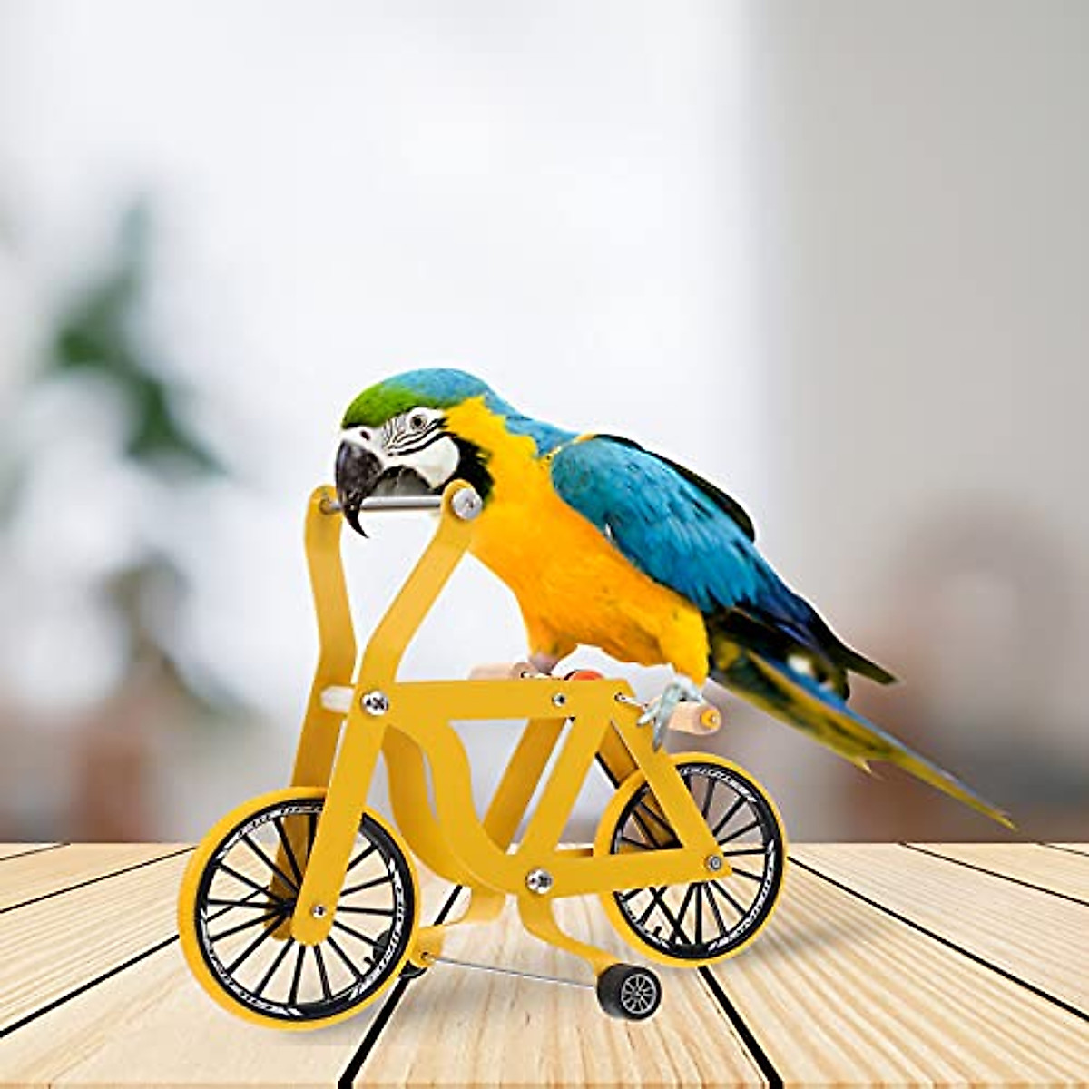 balacoo Bird Toys Parrot Training Playthings Mini Bicycle Bike Funny Bird Intelligence Toy Supplies for Parakeet Macaws Conures Yellow 15. 5x10x12. 5cm Conure Toys