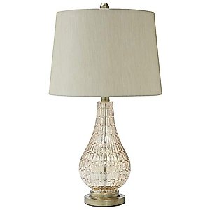 Signature Design by Ashley Latoya Contemporary 25" Curved Glass Table Lamp, Champagne