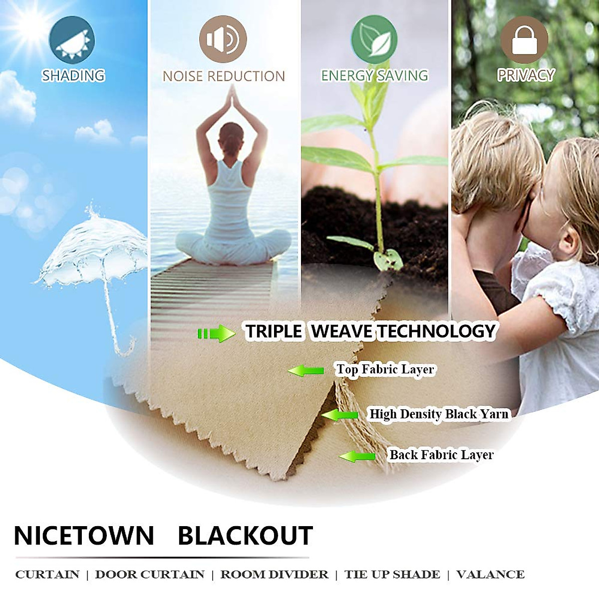 NICETOWN Roman Shade Valances for Windows - Tie Up Balloon Kitchen/Bathroom/Farmhouse Window Curtain Shade(Biscotti Beige, Grommet Top Panel, W46 x L63)