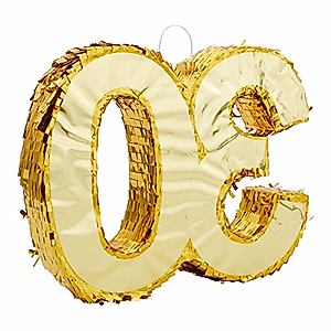 Gold Foil Number 30 Pinata for 30th Birthday Party Decorations, Anniversary Celebrations (Small, 16.5 x 13 x 3 In)