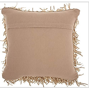 Mina Victory Shag Metallic Ribbon Shag Beige 20" x 20" Throw Pillow