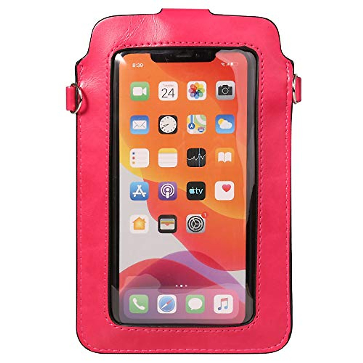 BXQ Touch Screen Crossbody Wallet Purse Compatible for iPhone 14 Pro Max/Pixel 7 Pro/Motorola Edge 30 Pro/G Power (Pink)