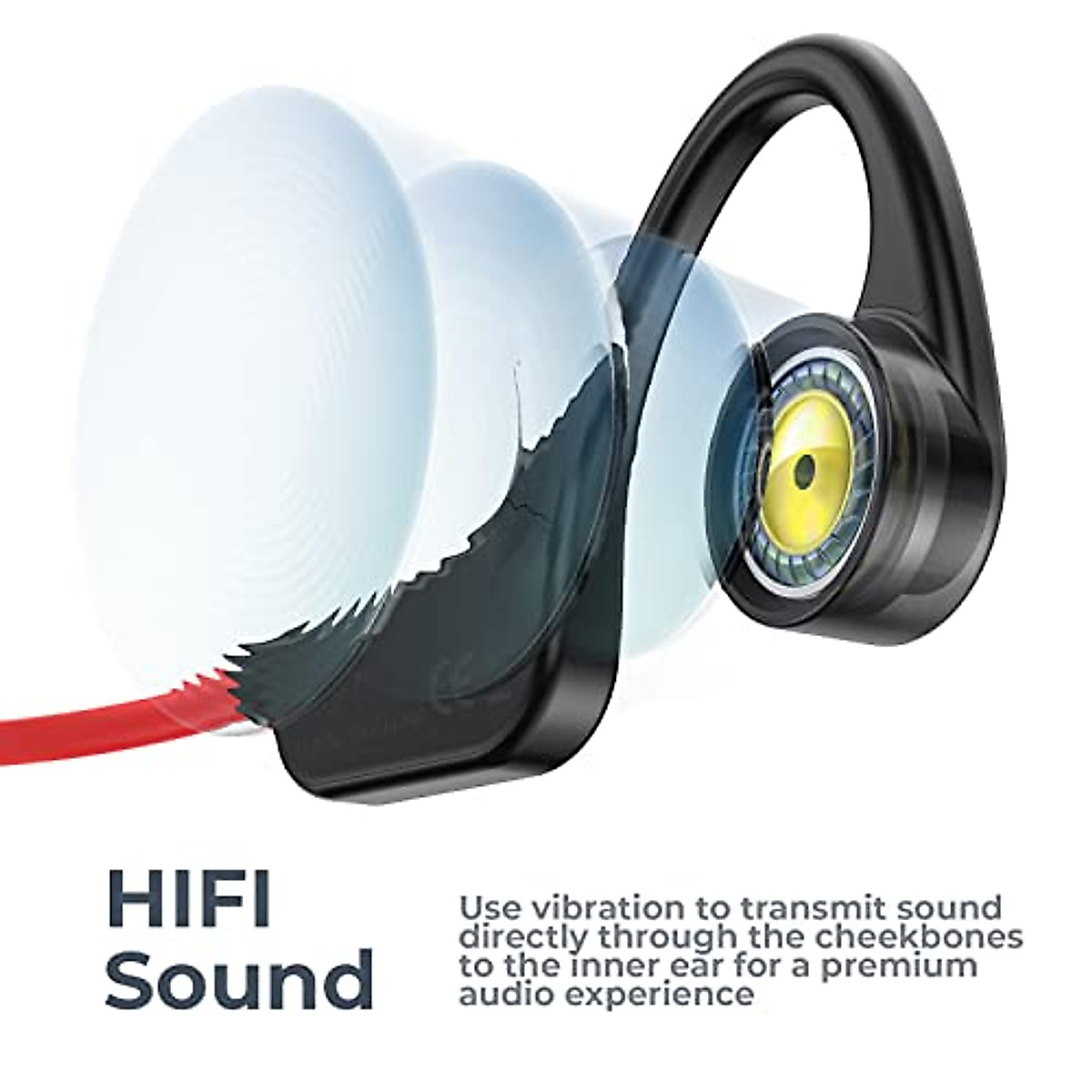 NAGFAK Bone Conduction Swimming Headphones, Bluetooth 5.3 Open Over Ear Running Headphone,Wireless 16GB Memory Headset IP67 Waterproof Sport Headphones with Mic