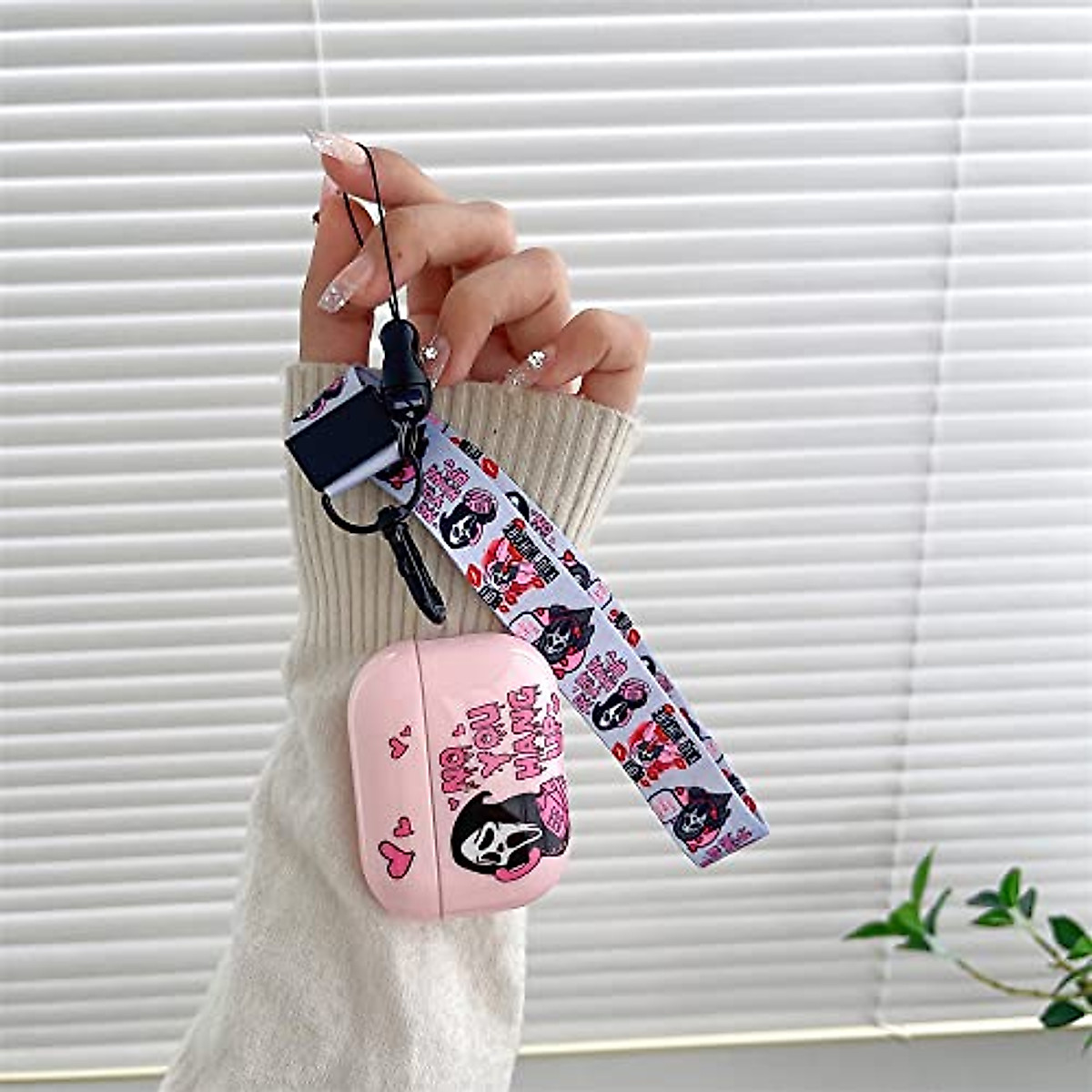 ashlvz15520 Scream Ghost Air pod pro Case/ 2nd Generation - Ghost face Air pod pro 2nd Generation Case Cover - Horror Funny Cool Case for Air Pod pro(2019) /pro 2(2022) Keychain (NO You/pro2 Pink)