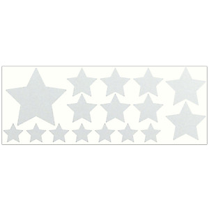 LiteMark Reflective White Assorted Stars Sticker Decals for Helmets, Bicycles, Strollers, Wheelchairs and More - Pack of 16