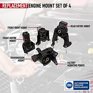 Engine Mount Set - Compatible with Corolla, Matrix, Vibe 1.8L Automatic Vehicles 2003, 2004, 2005, 2006, 2007, 2008 - Replaces A4219, A4221, A4220, A4218