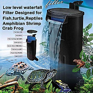 YueYueZou Turtle/Reptile Filter for 20 Gallon Tank, 5/10/30 Gallon etc, Ultra-Quiet Waterfall Filter for Shrimp Amphibian Frog Crab Aquarium