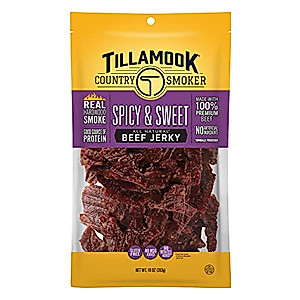 Tillamook Country Smoker Real Hardwood Smoked Beef Jerky, Spicy & Sweet, 10 Ounce
