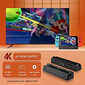 TV Docking Station with 1000M Ethernet for Nintendo Switch,Charging Dock for Nintendo Switch Portable Dock Station,3-Port USB 2.0,USB C to HDMI 4K for Switch, Switch OLED(Not Supported Switch lite)