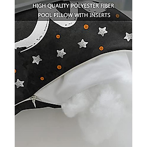 Recliner Head Pillow Ledge Loungers Chair Pillows with Insert Cartoon Ghost Stars Polka Dots Black Lumbar Pillow with Adjustable Strap Outside Patio Decorative Garden Cushion for Bench Couch, 2 PCS