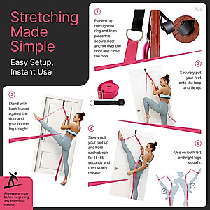 Premium Door Leg Stretcher: Stretching with Leg Flexibility Trainer, Dance Stretching Equipment: Splits Trainer Bands for Stretching in Ballet, Cheerleading, Gymnastics, Cheer Dancers Stuff, Door Stretch Strap