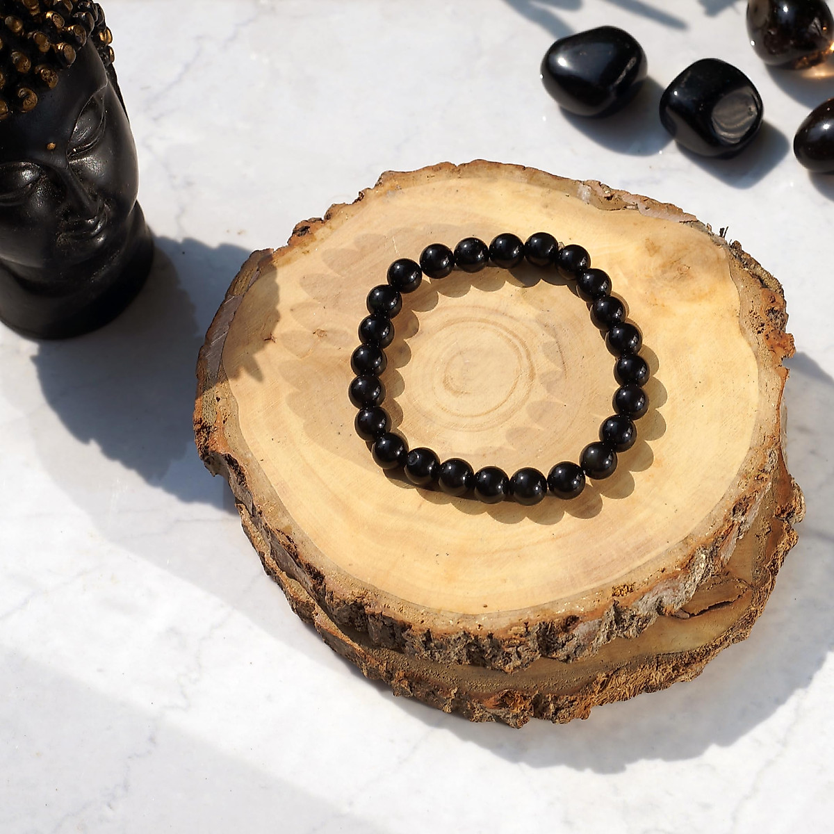Ultimate Protection Bracelet - Handmade Natural Black Obsidian Bracelet - Gemstone 8mm Round Beads Natural Stone Yoga Bracelet - Boho Stone Stretch Bracelet