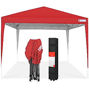 Best Choice Products 10x10ft Pop Up Canopy Outdoor Portable Folding Instant Lightweight Gazebo Shade Tent w/Adjustable Height, Wind Vent, Carrying Bag - Red
