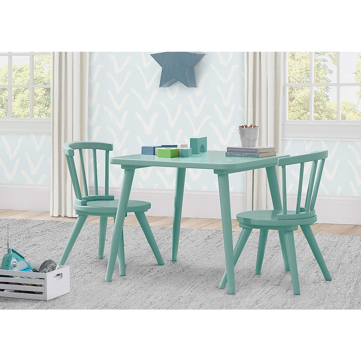 Delta Children Windsor 2 Chair, 3 Piece Set, Aqua