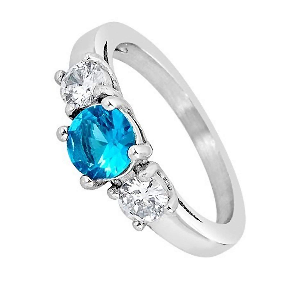 Fantasy Forge Jewelry Womens December Birthstone Ring Blue Cubic Zirconia Stainless Steel Anniversary Band Size 8