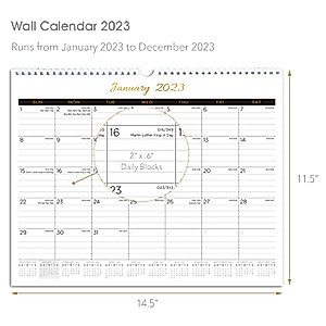 Calendar 2023: Monthly Wall Calendar with Julian Date, Major Holiday, Thick Paper, Twin-wire Binding, Great for Planning & Organizing, 12 Months hanging calendar from January 2023 to December 2023, Size 14.5” x 11.5”