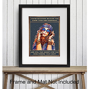 Motivational Wall Decor for Women - Positive Quotes Boho-chic Wall Art - Hippie Poster - Encouragement Gifts for Women BFF Teen Girls - Women's empowerment Wall Art - Inspirational Art - UNFRAMED 8X10