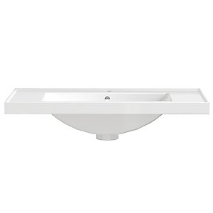 JPND 30" White Bathroom Single Hole Integrated Sink/Countertop, Drop-in Self-Rimming Rectangular Vanity Sink Top, 30.38"W x 19.13"D x 7.5"H