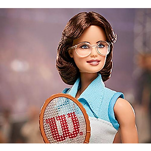 Barbie Inspiring Women Series Billie Jean King Collectible Doll, Approx. 12-in, Wearing Tennis Dress and Accessories, with Doll Stand and Certificate of Authenticity