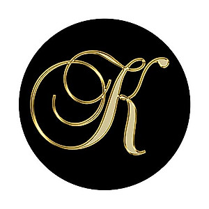 Monogram Initial Letter K Gold and Black PopSockets PopGrip: Swappable Grip for Phones & Tablets