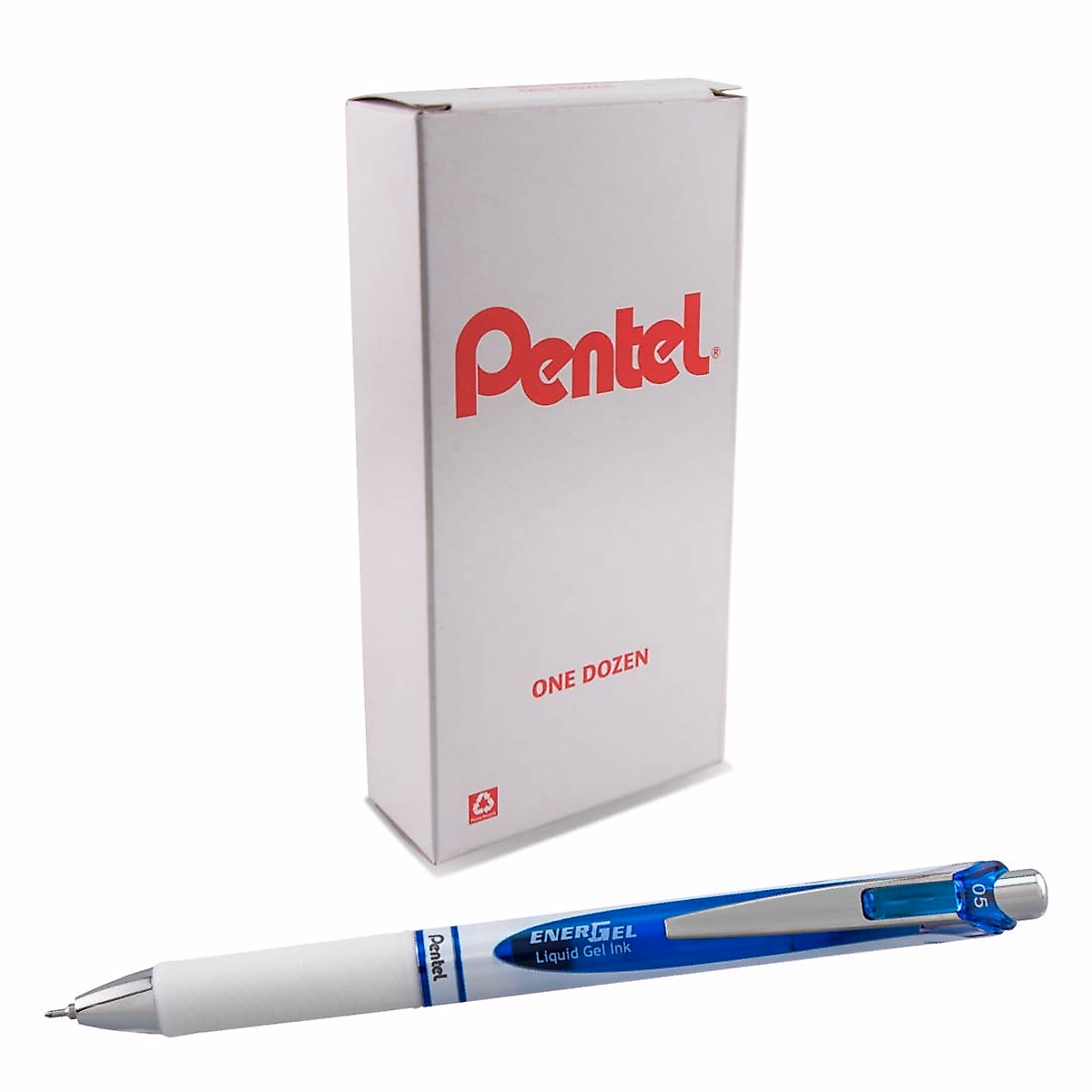 Pentel EnerGel Pearl RTX Retractable Liquid Gel Pen, (0.5mm), Fine Line, Needle Tip, Blue Ink, Box of 12 (BLN75PW-C)