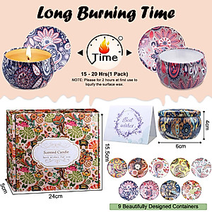 Scented Candles Gift Set for womem, 9 Pack Aromatherapy Candles for Home Scented, 180 Hour Long Lasting Soy Candle Lavender Candle Birthday Chrismas Gifts for Women Mom Bath Spa Yoga Candles