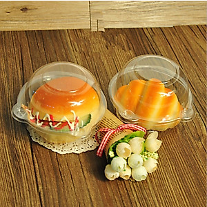 Leoyoubei 100 pieces BPA Free Clear Plastic Single Individual Cupcake Boxes,Muffin Dome Holders Cases Boxes Cups Pods,Clamshell Container Cupcake Holders,Great for Parties or Cake/Muffin Sales