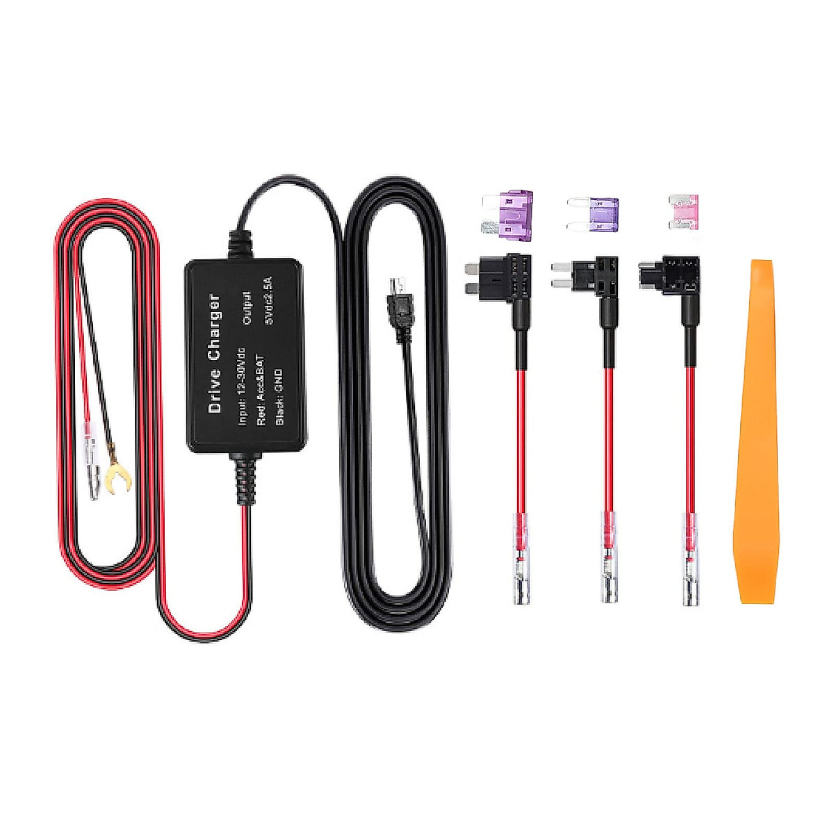 Yctze Dash Cam Hardwire Kit Mini USB Adapter High Securi Car Dash ...