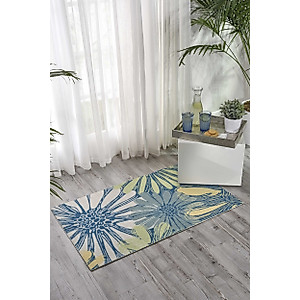 Nourison Home & Garden Indoor/Outdoor Blue 2'3" x 3'9" Area -Rug, Easy -Cleaning, Non Shedding, Bed Room, Living Room, Dining Room, Kitchen (2x4)