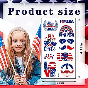 ALIBBON 10 Sheets Patriotic Tattoos, Memorial Day Temporary Tattoos, American Flag Tattoos, Red White and Blue Party Supplies for Independence Day Labor Day Veterans Day