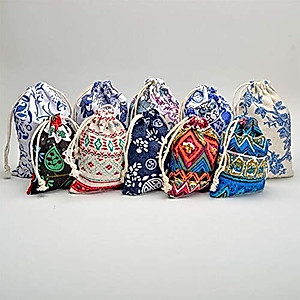 Burlaps Bags with Drawstrings- Jewelry Pounches Sacks Fabric Linen Packing Storage Gift Bag for Wedding Party Shower Christmas Birthday Thanksgiving Halloween DIY Craft, 27 Pcs (5 x 7 inch)