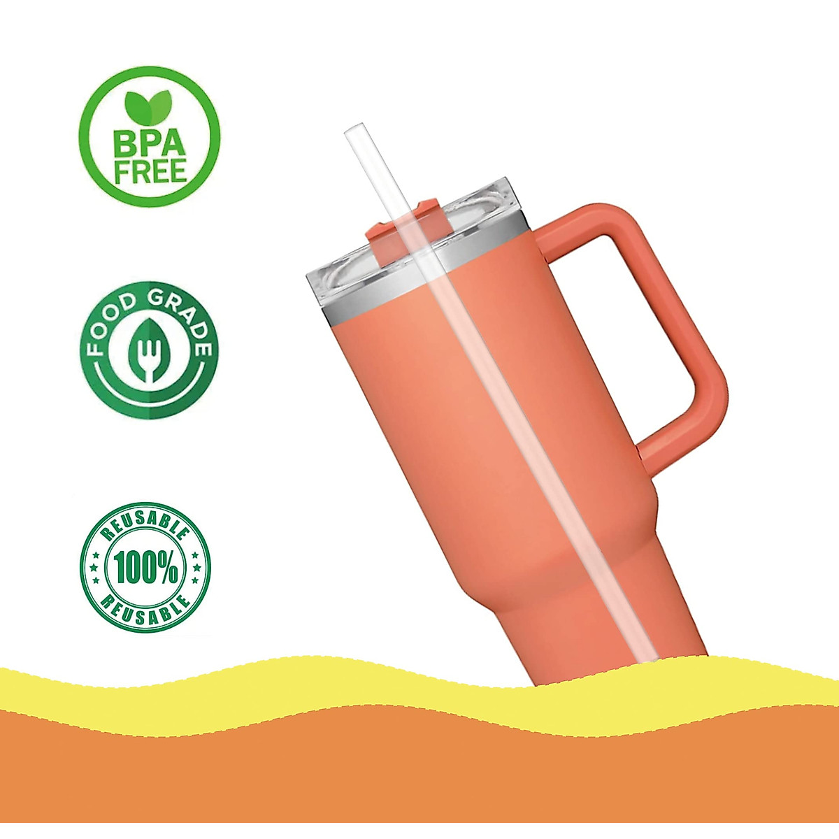 6 Pack Plastic Clear Reusable Straws for 40oz/30oz Stanley Cup Tumbler," Replacement Straws with Cleaning Brush Fit for Stanley Adventure Travel Tumbler- BPA-Free and Durable (clear)