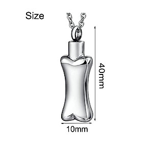 VEKETE Dog Bone Cremation Jewelry Urn Necklace Keepsake Pendant For Dog Cat Pet Memorial Ashes Locket Jewelry