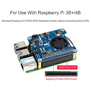 Power Over Ethernet (C) for Raspberry Pi 4B/3B+, POE HAT Board with Cooling Fan,Support IEEE 802.3af/at-Compliant Network,5V USB-A & 12V Header Outputs to Use More Peripherals