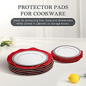 Felt Plate Storage Dividers, 36 Pack Premium Felt Round China Dish Separators Pads Plate Dividers with 3 Sizes, Dish Storage Protectors Pads for Packing Stacking Cookware (Red)