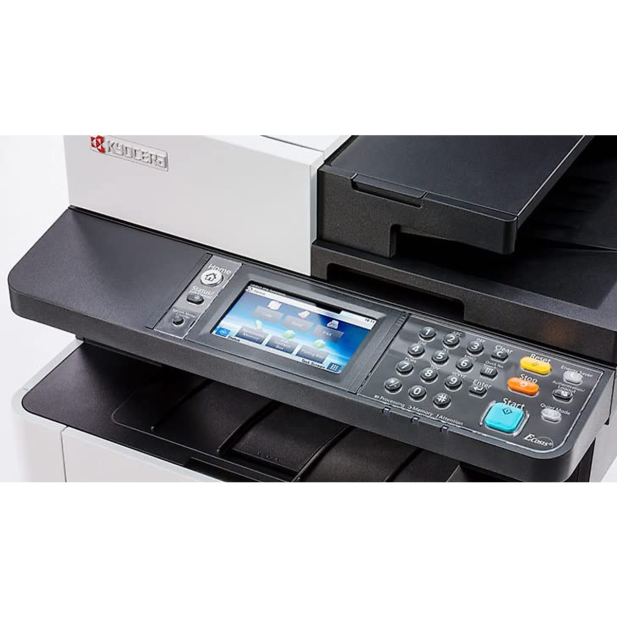 Kyocera ECOSYS M5526cdw All-in-One Color Laser Printer (Print/Copy/Scan/Fax), 27 ppm, Up to Fine 1200 dpi, Gigabit Ethernet, Wireless & Wi-Fi Direct, Standard Duplex, 4.3in Touchscreen Panel, 512 MB