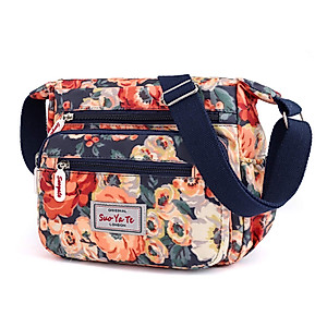 Casual Nylon Floral Shoulder Bag For Women Crossbody Bag Messenger Bags Travel Handbags With Adjustable Strap Waterproof (flower)