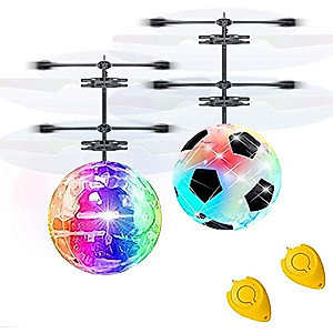 iGeeKid 2 Pack RC Flying Ball Toys Easter Basket Stuffers for Kids 6-14 Boys Lighting Flying Toys Hand Operated Remote Controller Rechargeable Indoor Outdoor Cool Toys for Easter Gifts