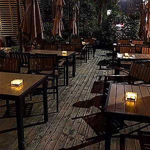 Epicgadget Solar Ice Cube Shaped Light, 2.8x2.8x2 inch Ice Cube Shaped Warm White Outdoor Solar Garden Decorative Lights for Walkway Pathway Backyard Christmas Decoration Parties (4 PCS)