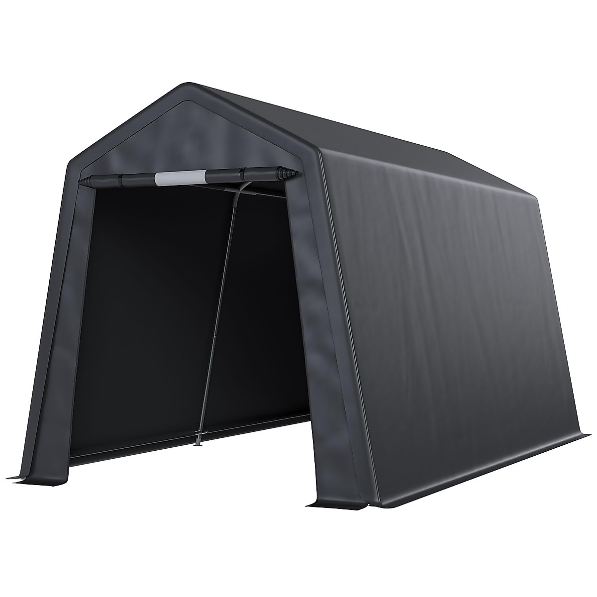 Outdoor Carport Canopy,6x8 ft Heavy Duty Canopy Shed,Metal Frame Storage Shed with Waterproof, UV Resistant Cover, 2 Rollup Zipper Doors for Backyard, Garden can Store Motorcycle, Garden Tools